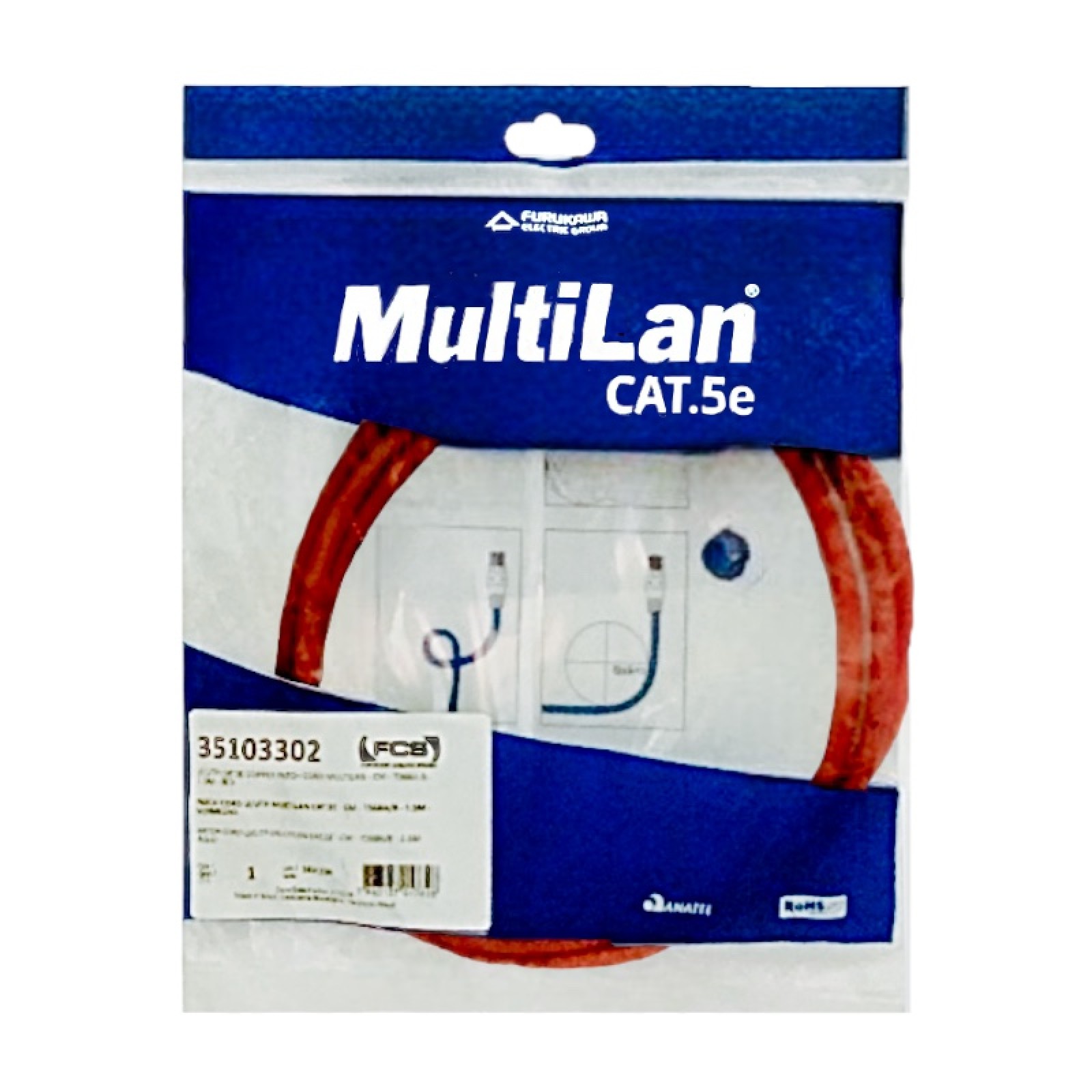 Patch Cord Cat5e 1,5M Furukawa Multilan Vermelho