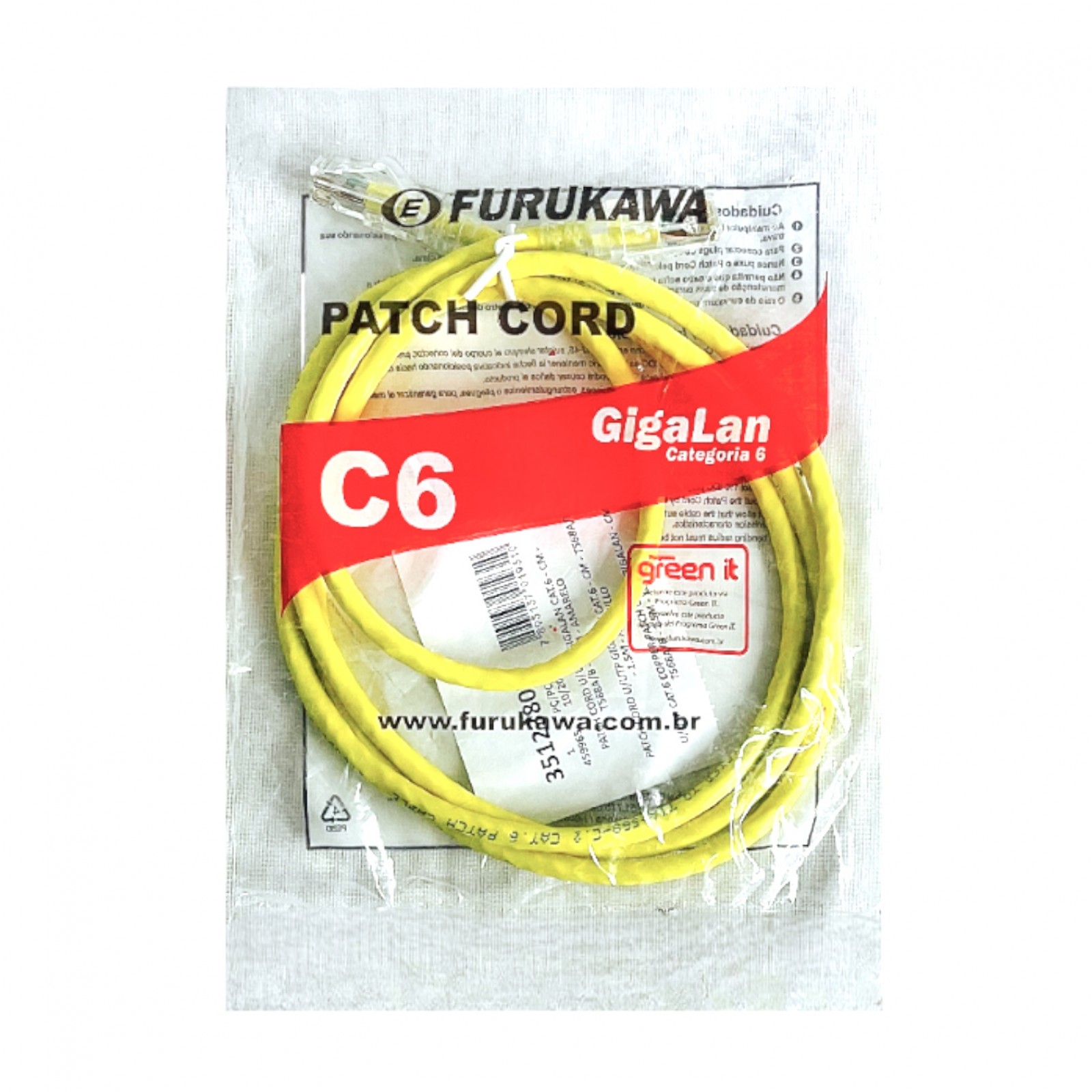 Patch Cord Cat6 1,5M Furukawa Gigalan Amarelo