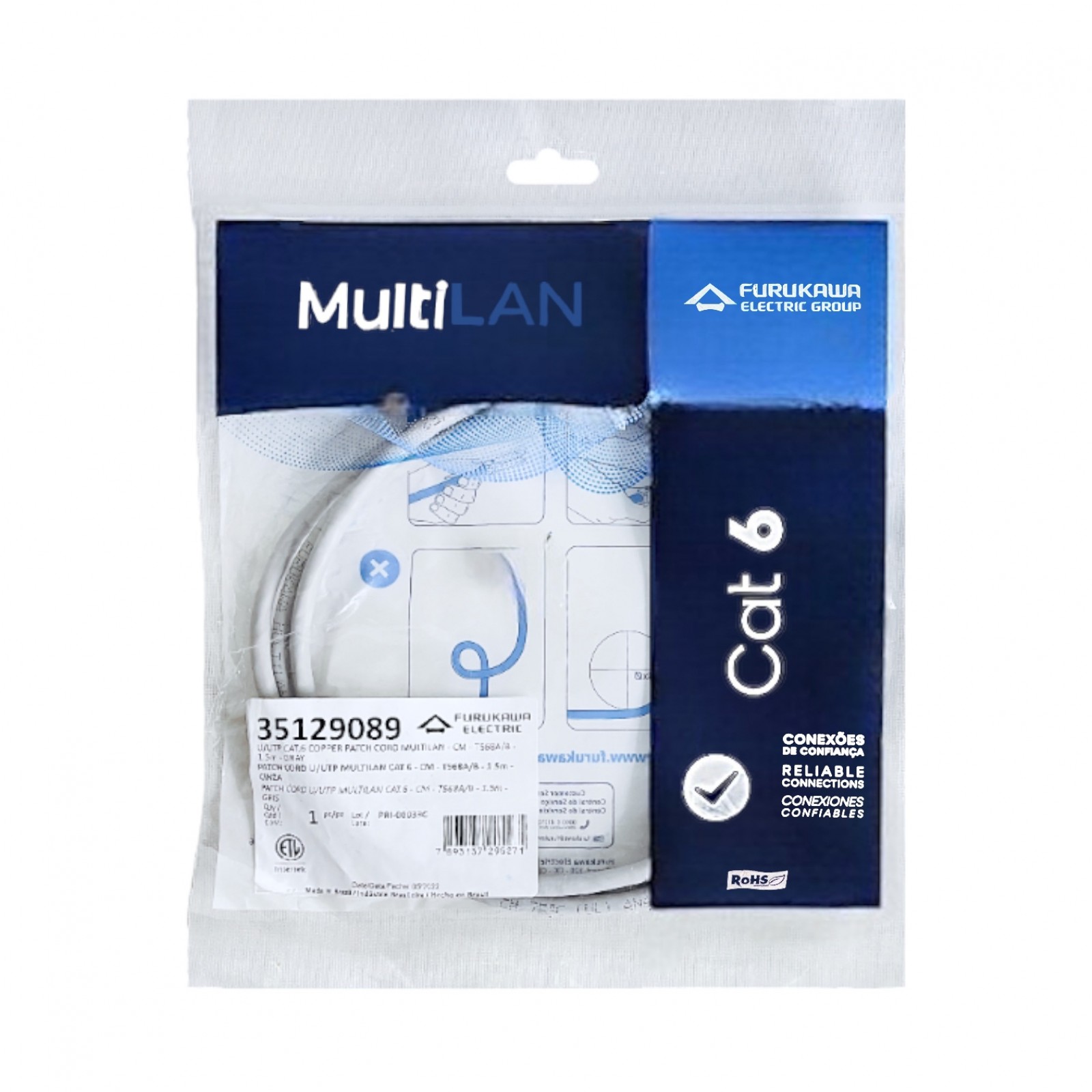 Patch Cord Cat6 1,5M Furukawa Multilan Cinza 35129089